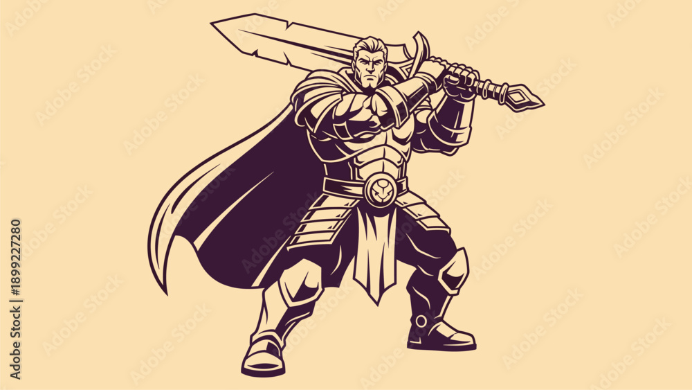 Mighty Fantasy Warrior in Full Armor with Greatsword - Epic Hero ...