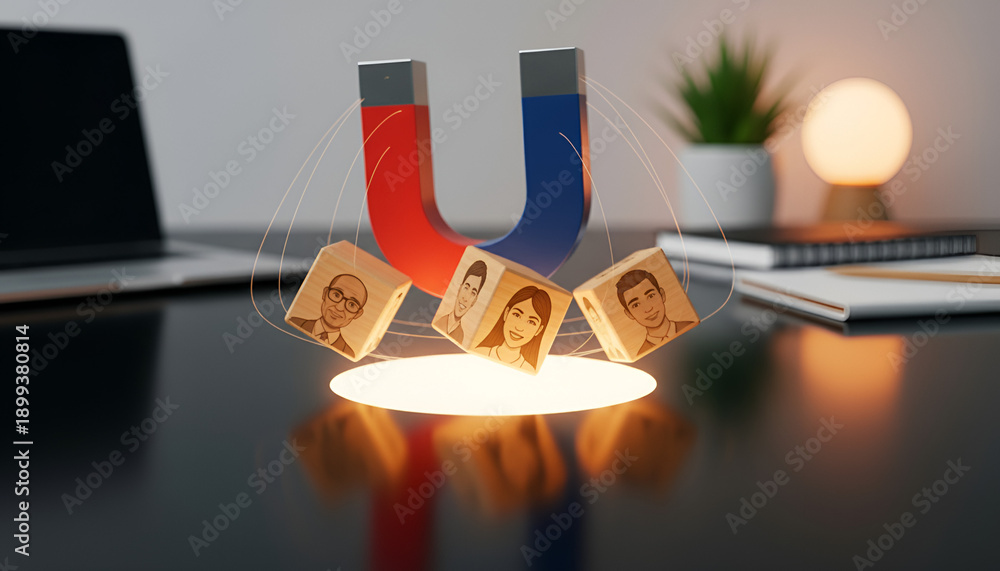 Magnetic Attraction: Desk Setup with Floating Faces and Powerful Magnet ...
