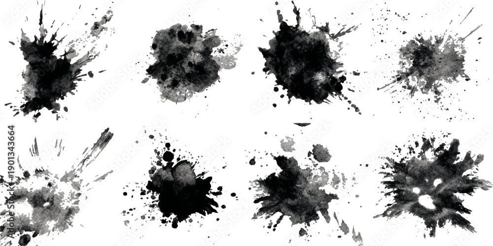 ink blots and splats. detailed ink splats Hyperrealistic Highly ...