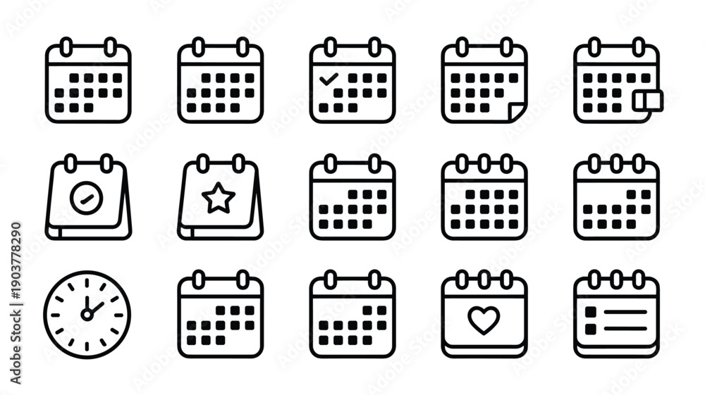 Vector de Stock Various calendar icons depicting dates events schedule ...