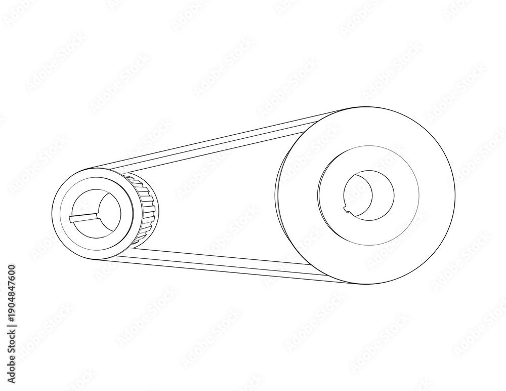 Illustration Stock V-Belt Drive System Technical Blueprint Diagram ...