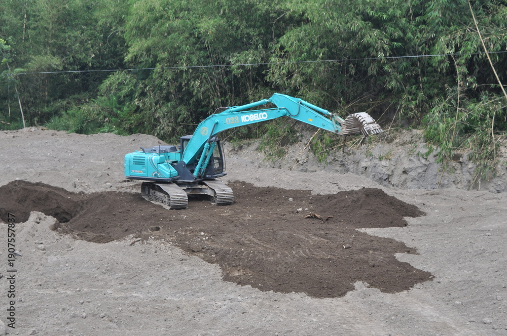 yogyakarta,indonesia-january 26 2026;Kobelco Excavator Moving Soil ...