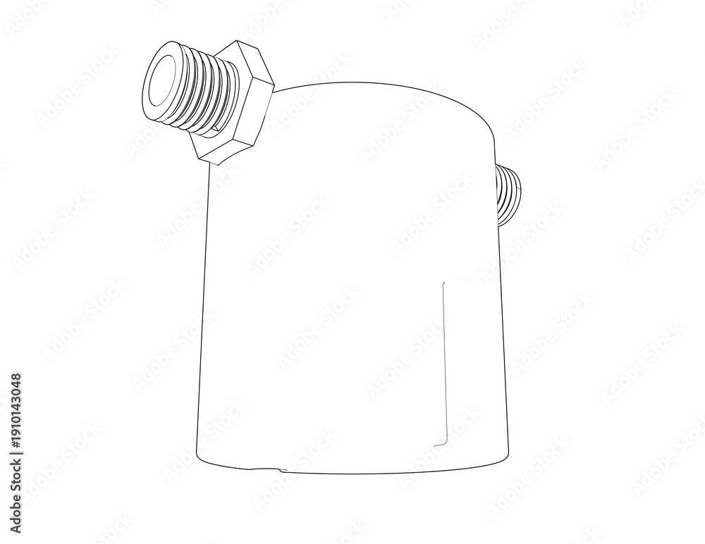 Vector Outline Blueprint: Automatic Water Level Regulator Valve Body ...
