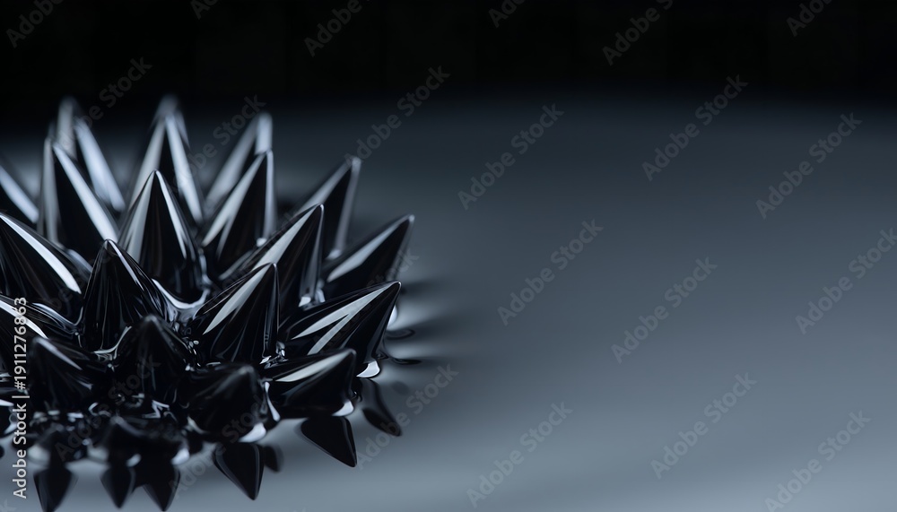 Abstract Black Ferrofluid Magnetic Spikes with Metallic Texture and ...
