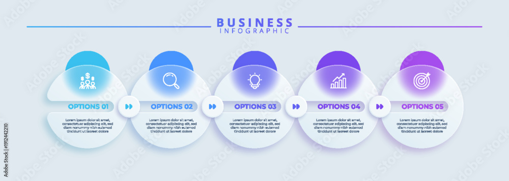 Stockvector Infographic label design template featuring icons and 5 ...