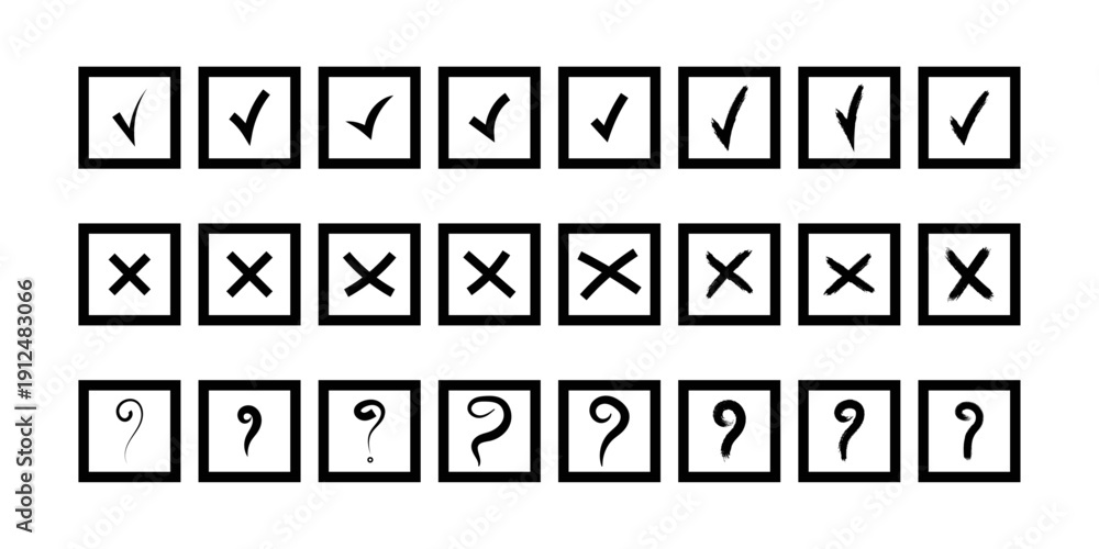 Check Mark Tick Cross X Question Mark Square Box Symbols Unicode Text ...