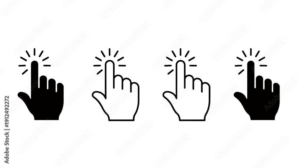 Vector de Stock Set of four hand cursor icons showing pointing gesture ...