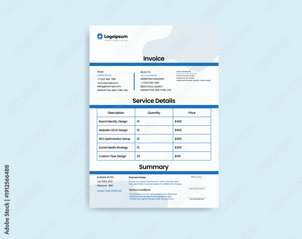 Professional Invoice Template: A meticulously crafted invoice template ...