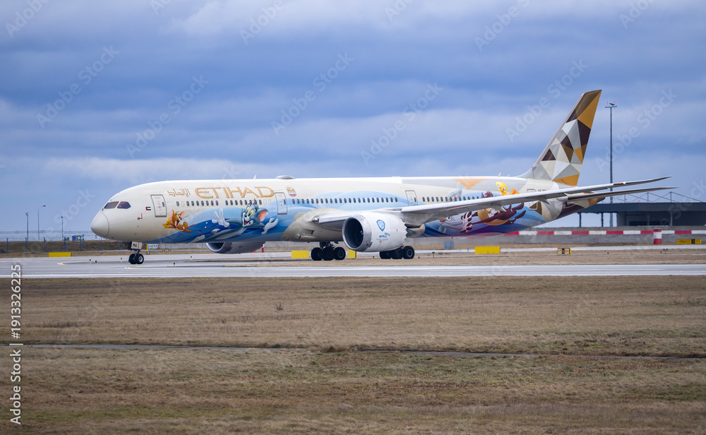 PRAGUE, CZECH REPUBLIC – February 13, 2026: Etihad Airways Boeing 787 ...