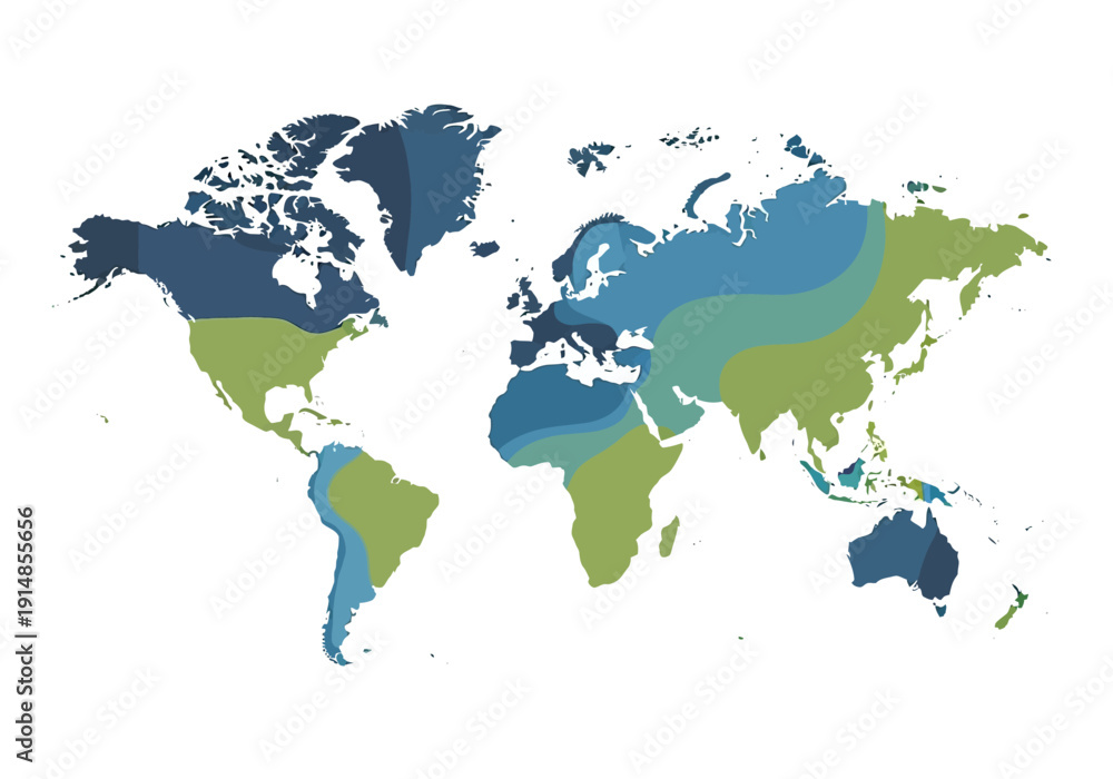 Image vectorielle Stock Global climate zones map illustrating varied ...