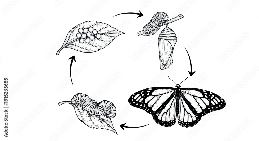 Educational diagram illustrating the fascinating complete metamorphosis ...