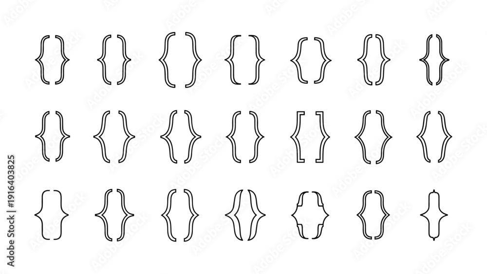 Collection of various bracket and brace symbols in different styles for ...