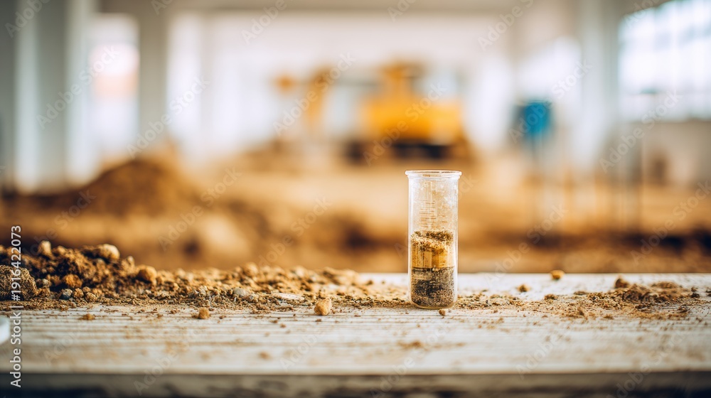Fotografie Soil Analysis Laboratory Focuses on a Test Tube of Soil Amid ...