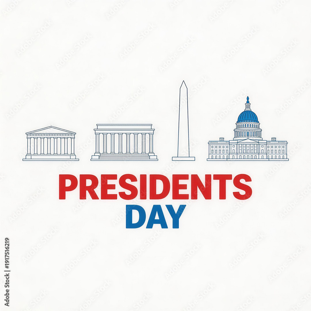 Ilustración de Stock Illustration of Presidents Day featuring iconic ...