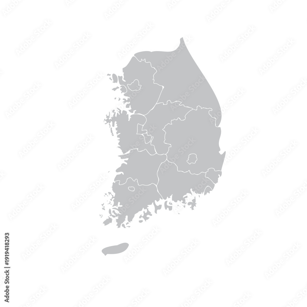 South Korea Political Map with Administrative Divisions and Provinces ...