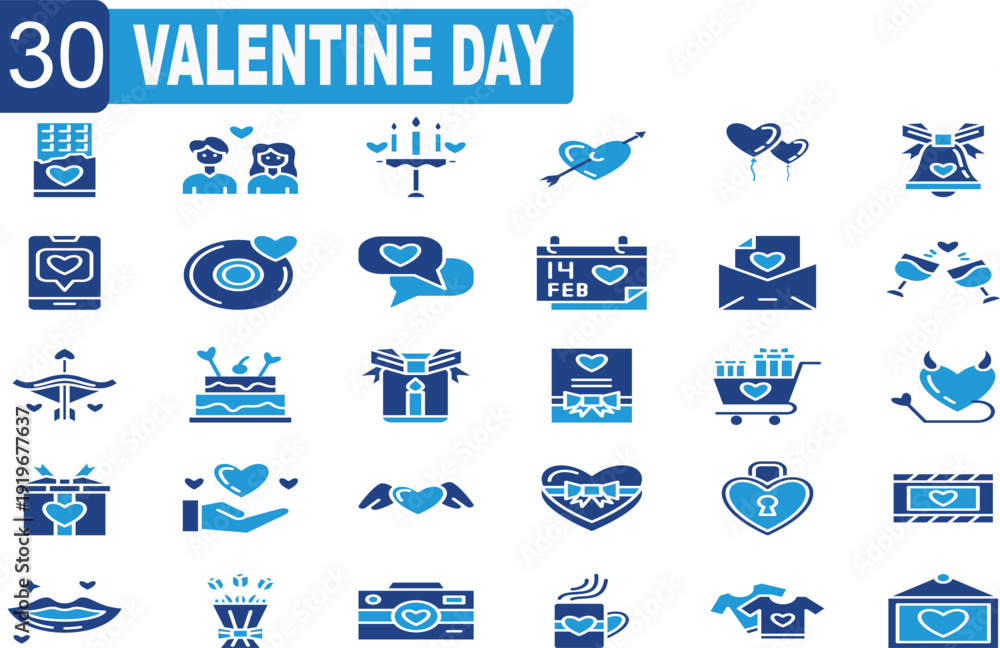 Stock-Vektorgrafik „Valentine's Day icons with iconic element designs ...