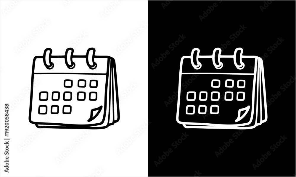 Vector de Stock Hand-drawn calendar icon in two styles for scheduling ...