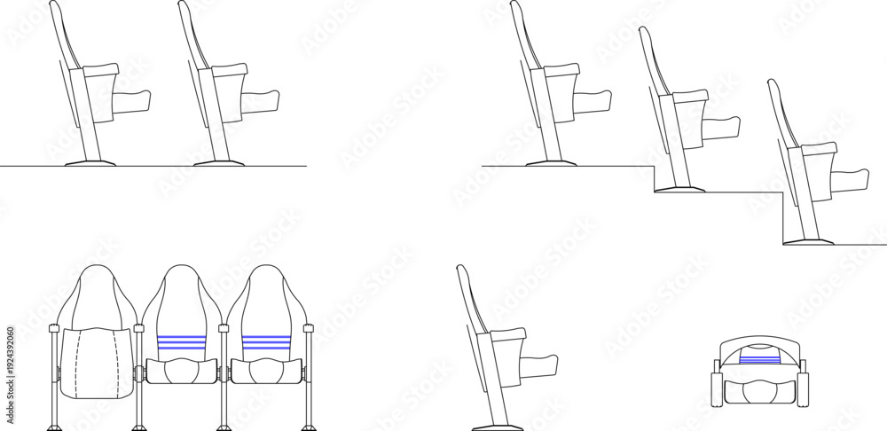 Architectural CAD blocks of auditorium and stadium seating arrangements ...