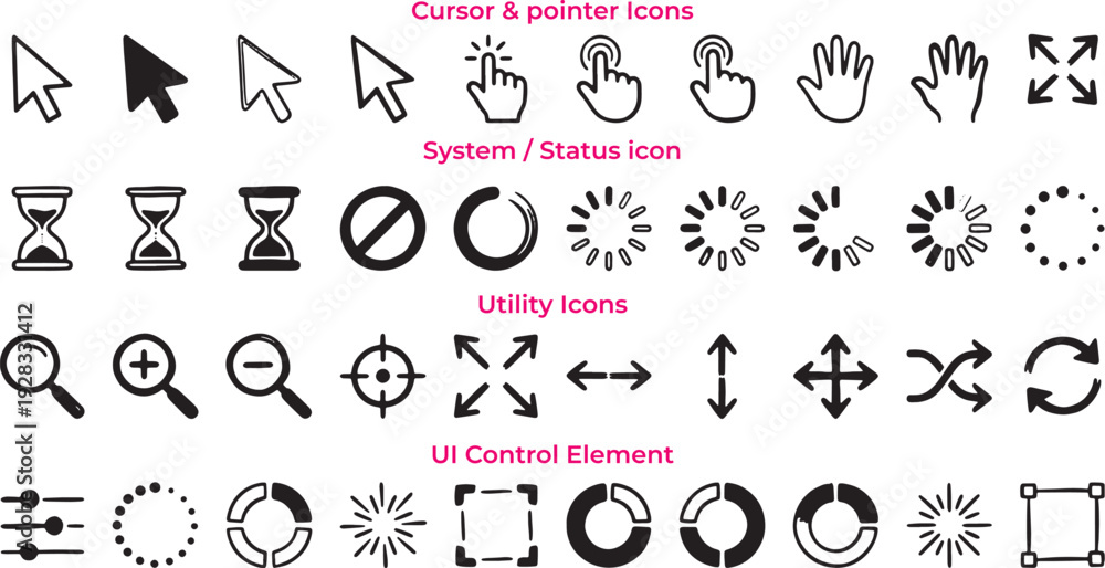 Collection of various computer interface icons for ui design including ...