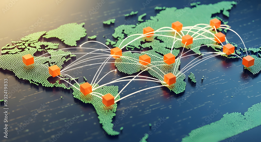 Global Supply Chain Network Concept with Glowing Connection Lines on ...