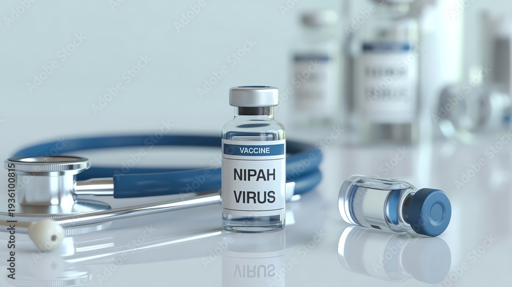 Nipah Virus Vaccine Vial and Stethoscope in Medical Laboratory Setting ...