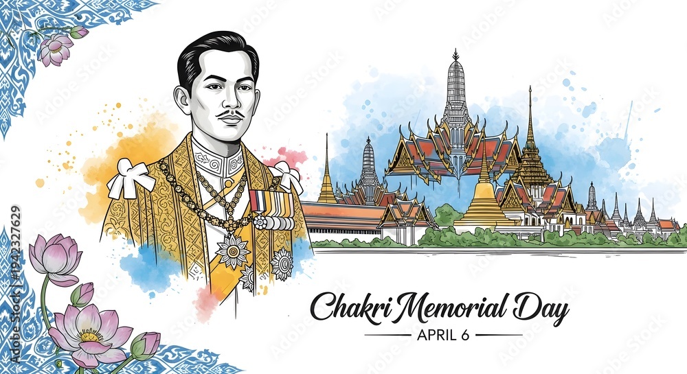 Illustration of chakri memorial day ceremony in bangkok thailand ...