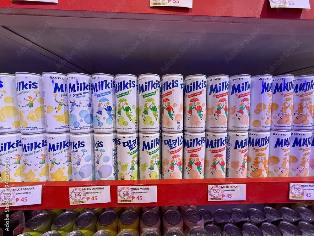 March 2026, Bulacan, Philippines: Lotte Milkis, Korean carbonated milk ...