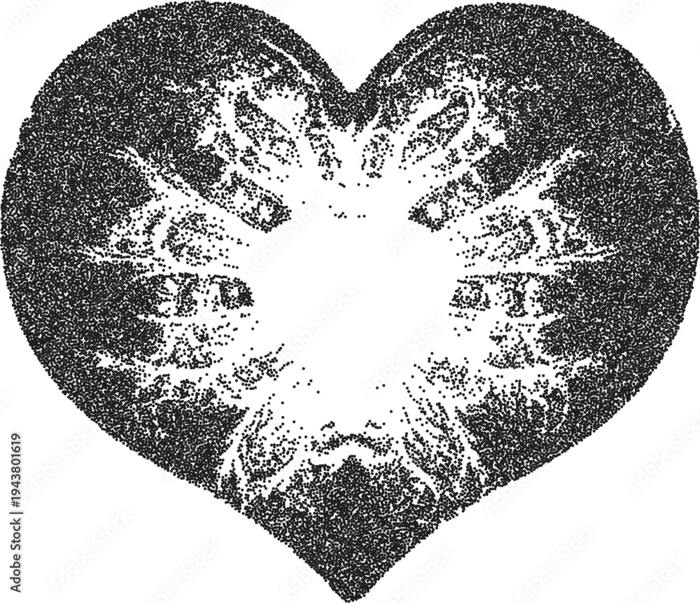 Heart retro y2k stipple design love halftone brutalist urban vector png ...