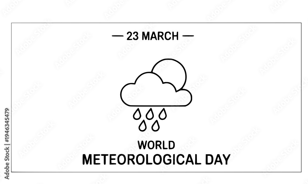 World Meteorological Day 23 March clean minimal line art banner with ...