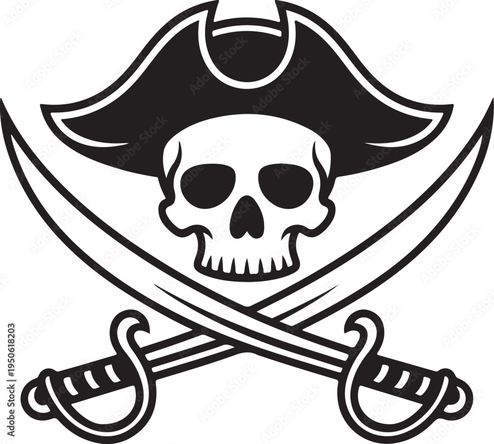Classic pirate flag featuring a skull and crossed swords beneath a ...