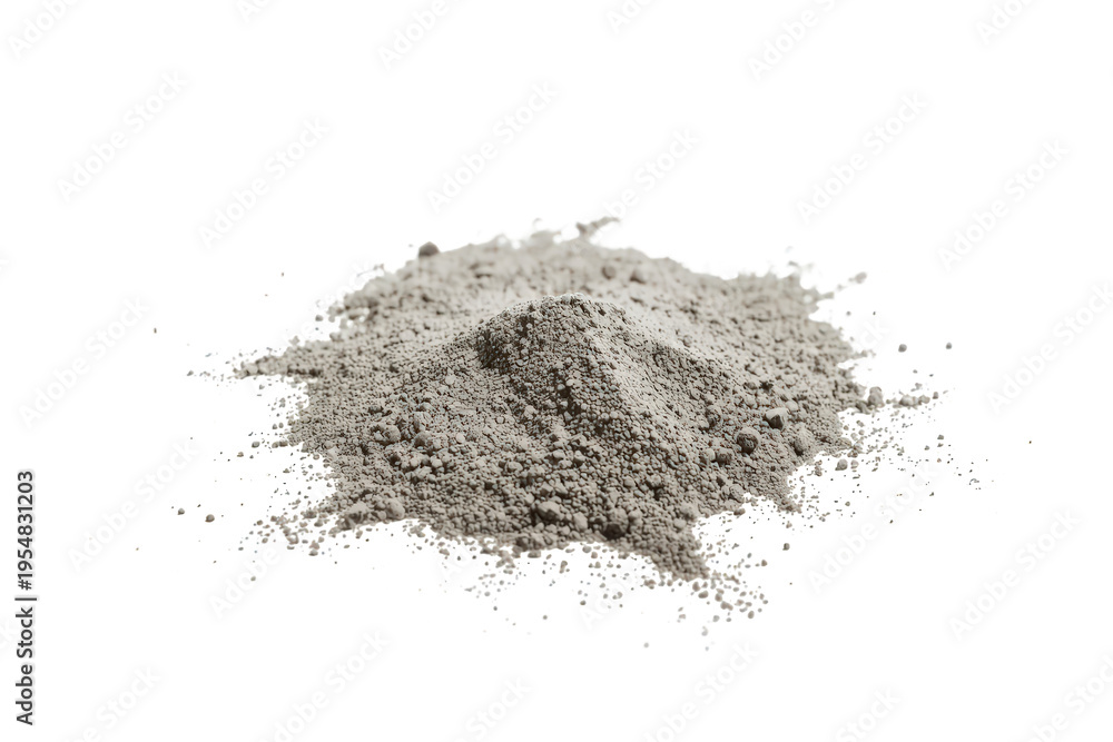 Pile of gray cement powder with coarse texture, creating building ...