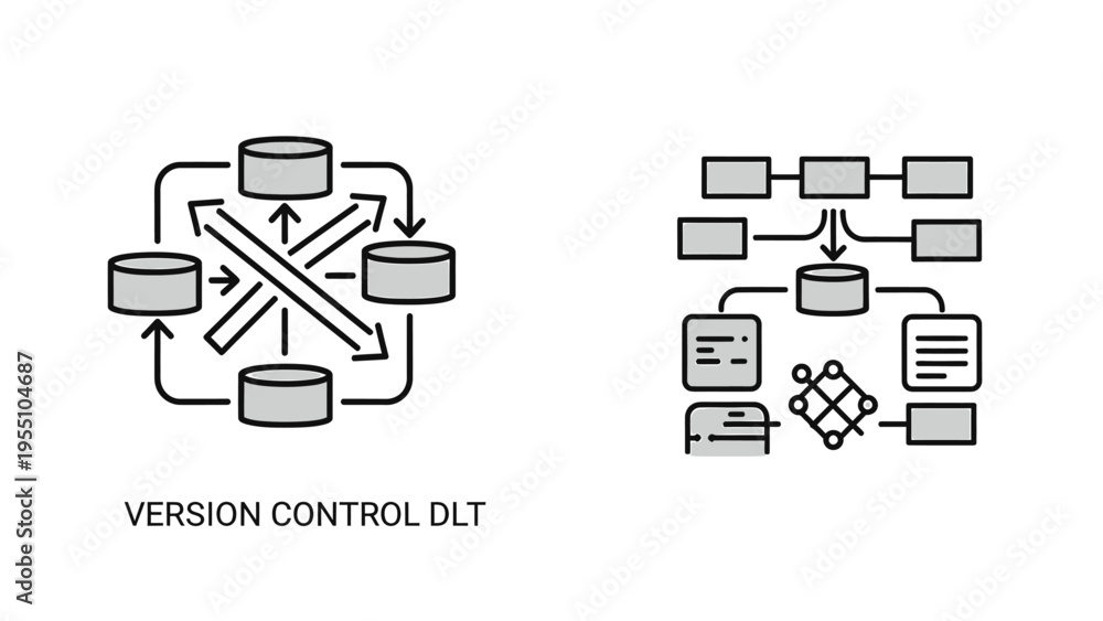 Image vectorielle Stock Technical diagram icons for version control and ...