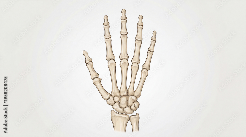 Intricate bone structure of a human hand revealing the delicate ...