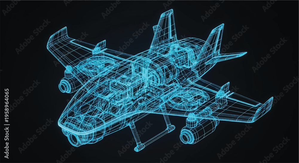 Drone Blueprint – Unmanned Aerial Vehicle CAD Engineering Technical ...