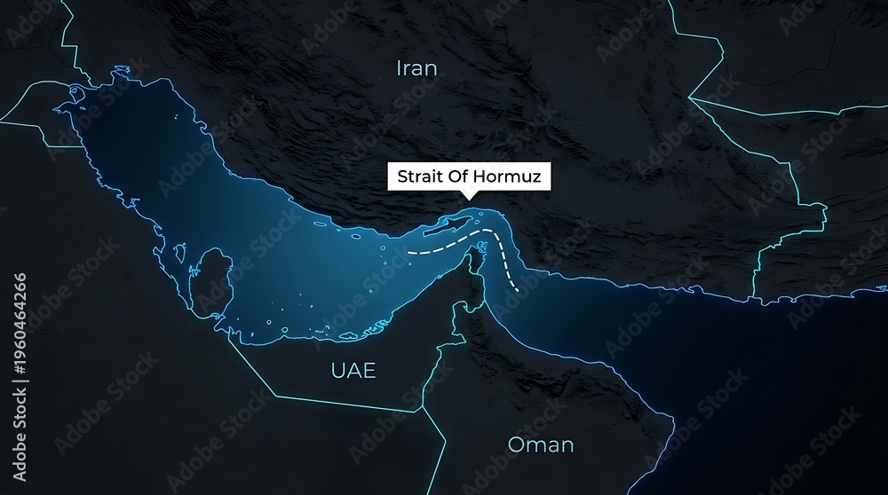 Foto de Stock Political map highlights strait of Hormuz linking Persian ...
