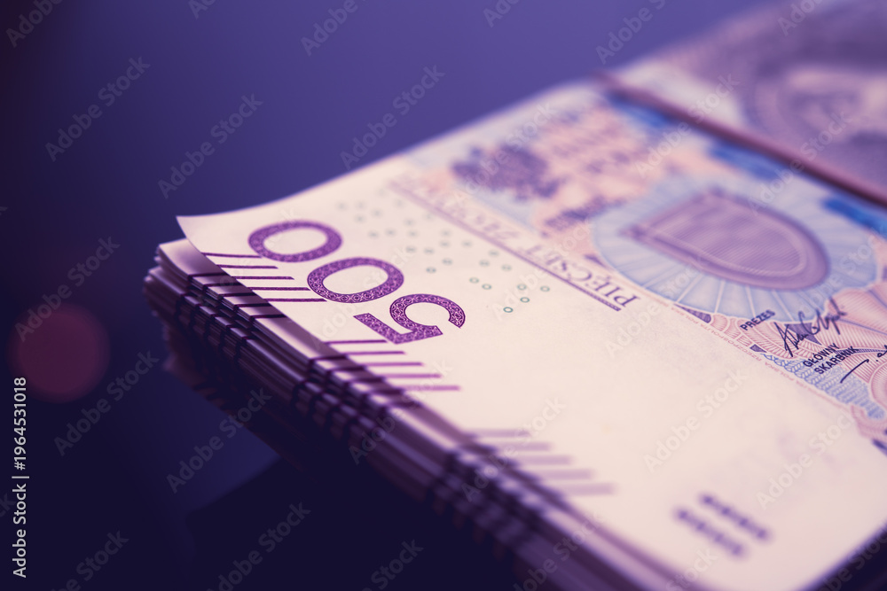 Foto de Stock Polish Money 500 zl banknote stack currency concept for ...