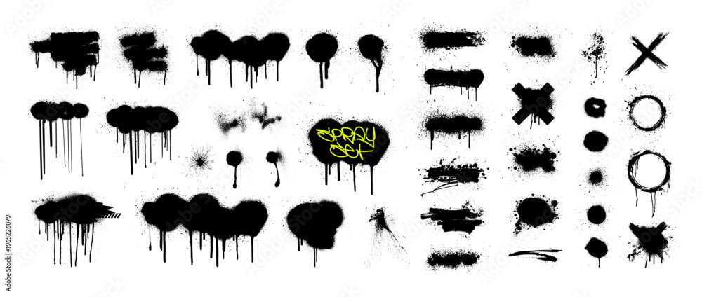 Graffiti template with aerosol spray effect and paint drips. Stencil ...