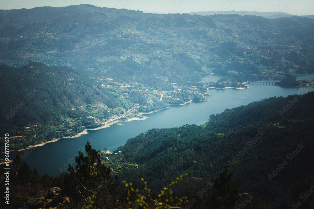 Photo Stock Panoramic view of Cavado river in Peneda Geres with ...