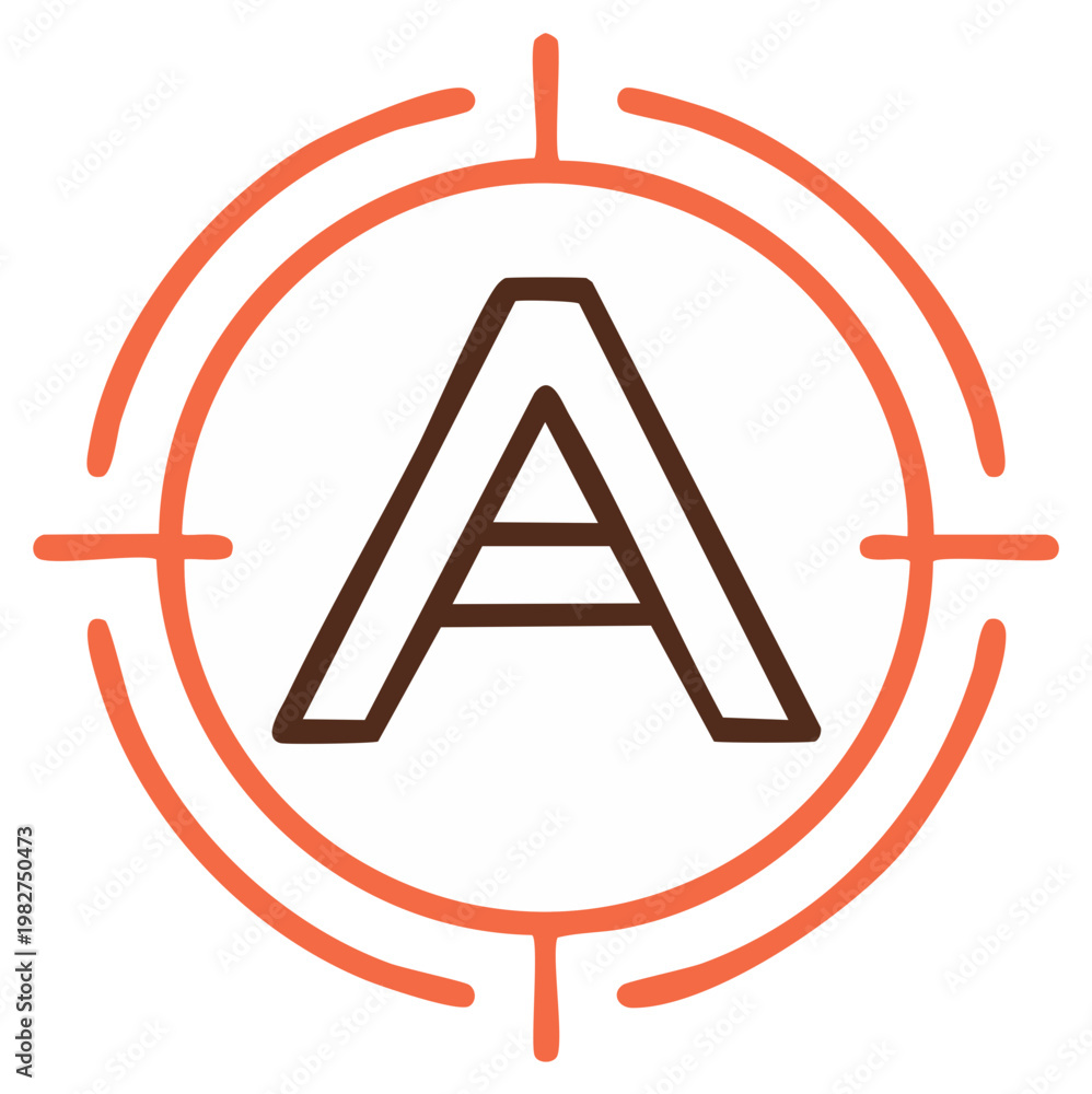 Letter A in Target Symbol Focused on the First Alphabet for Branding ...