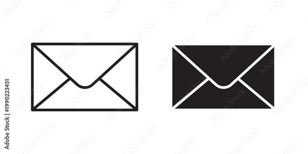 Mail icon in black and white. clipart and line style icons の Stock ベクター ...