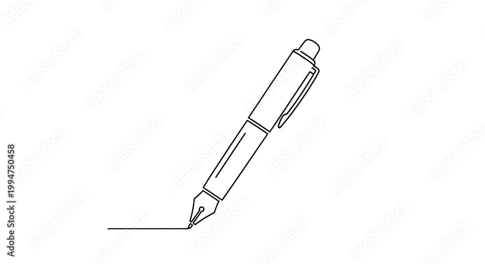 Fountain pen drawing a line, illustrating the act of writing or signing ...