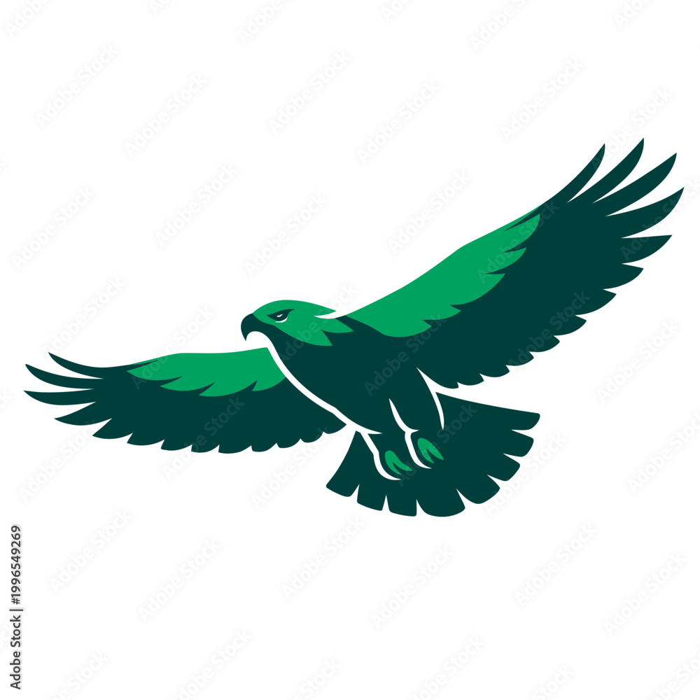 Sleek soaring hawk with wide wingspan の Stock ベクター | Adobe Stock