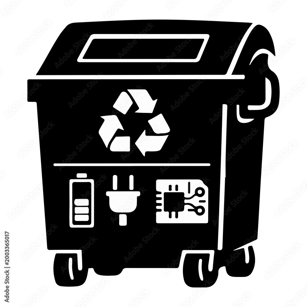 E‑Waste Recycling Bin Silhouette – Icon of Electronic Recycling ...