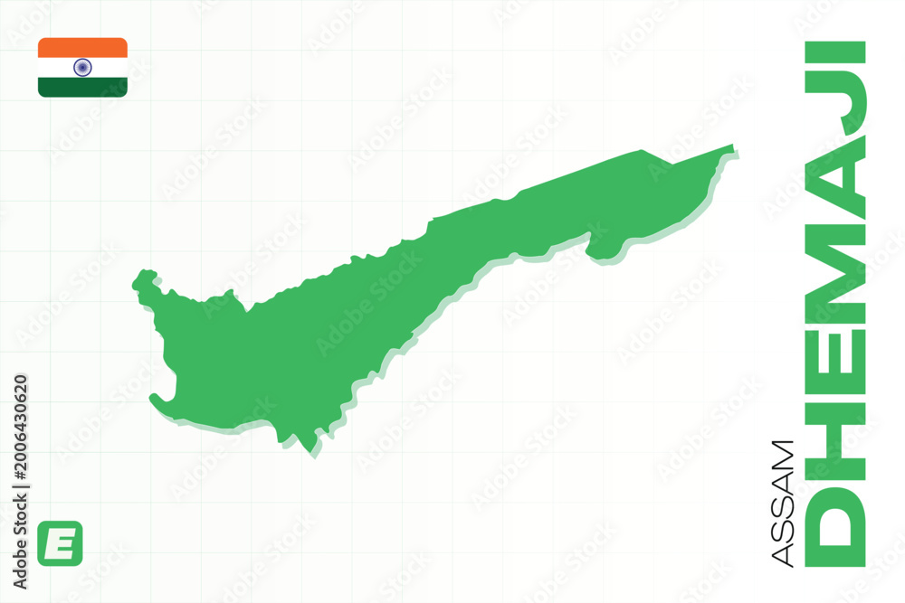 Detailed and editable vector map of Dhemaji district in the Indian ...