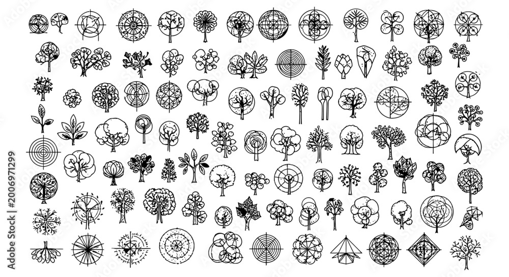 architectural tree symbols and plant cad blocks for landscape design ...