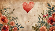 Vintage Heart With Flowers Free Stock Photo - Public Domain Pictures