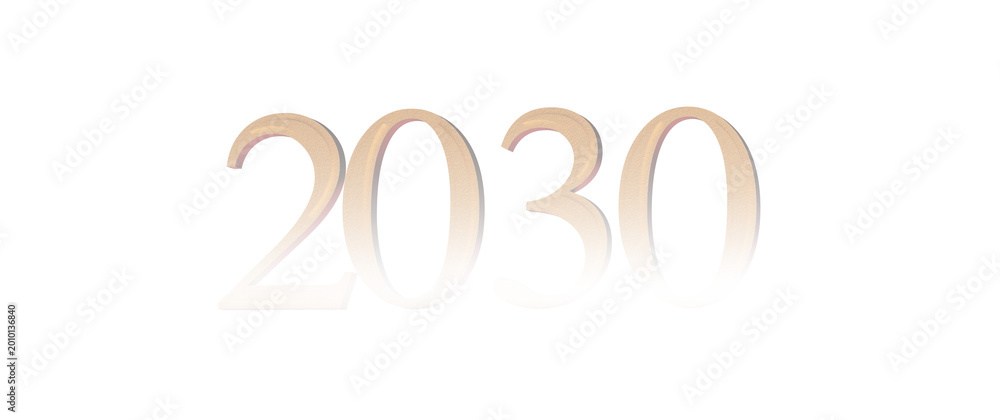 2030 text in golden color on a white background, representing the ...