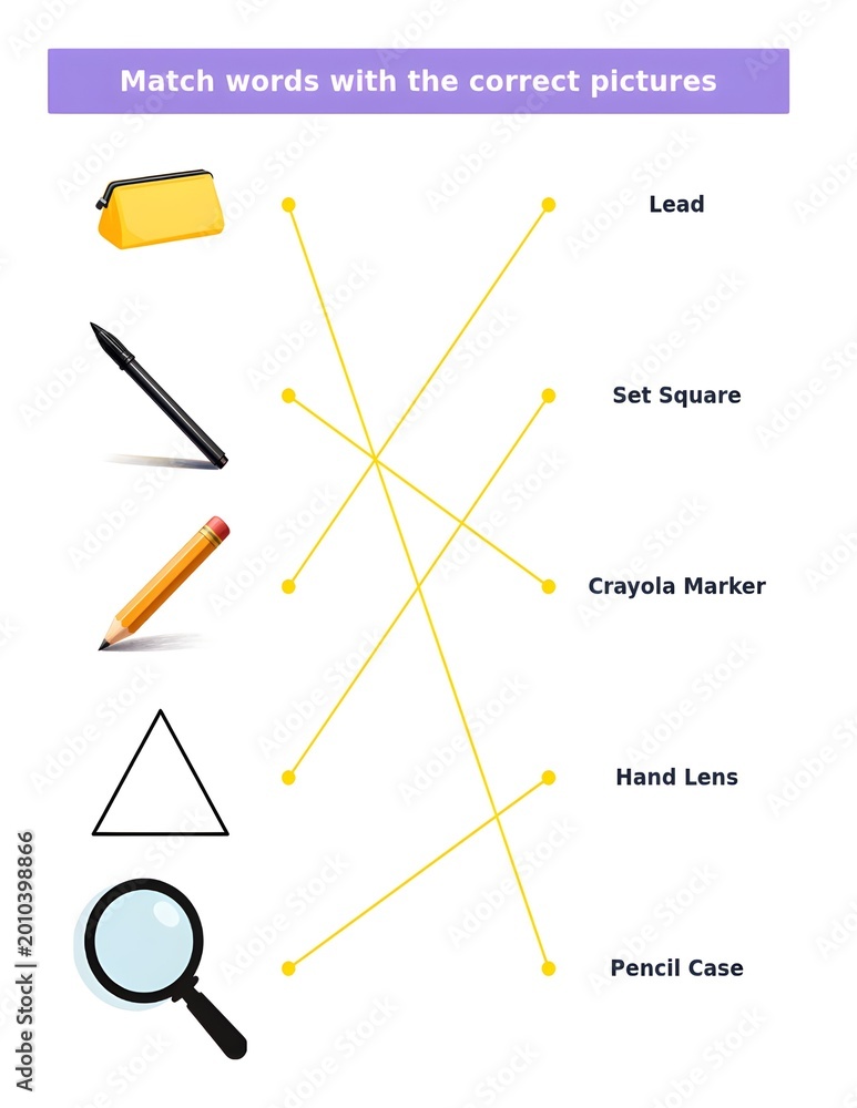Educational Activity for Kids to Match Words with Images の Stock フォト ...