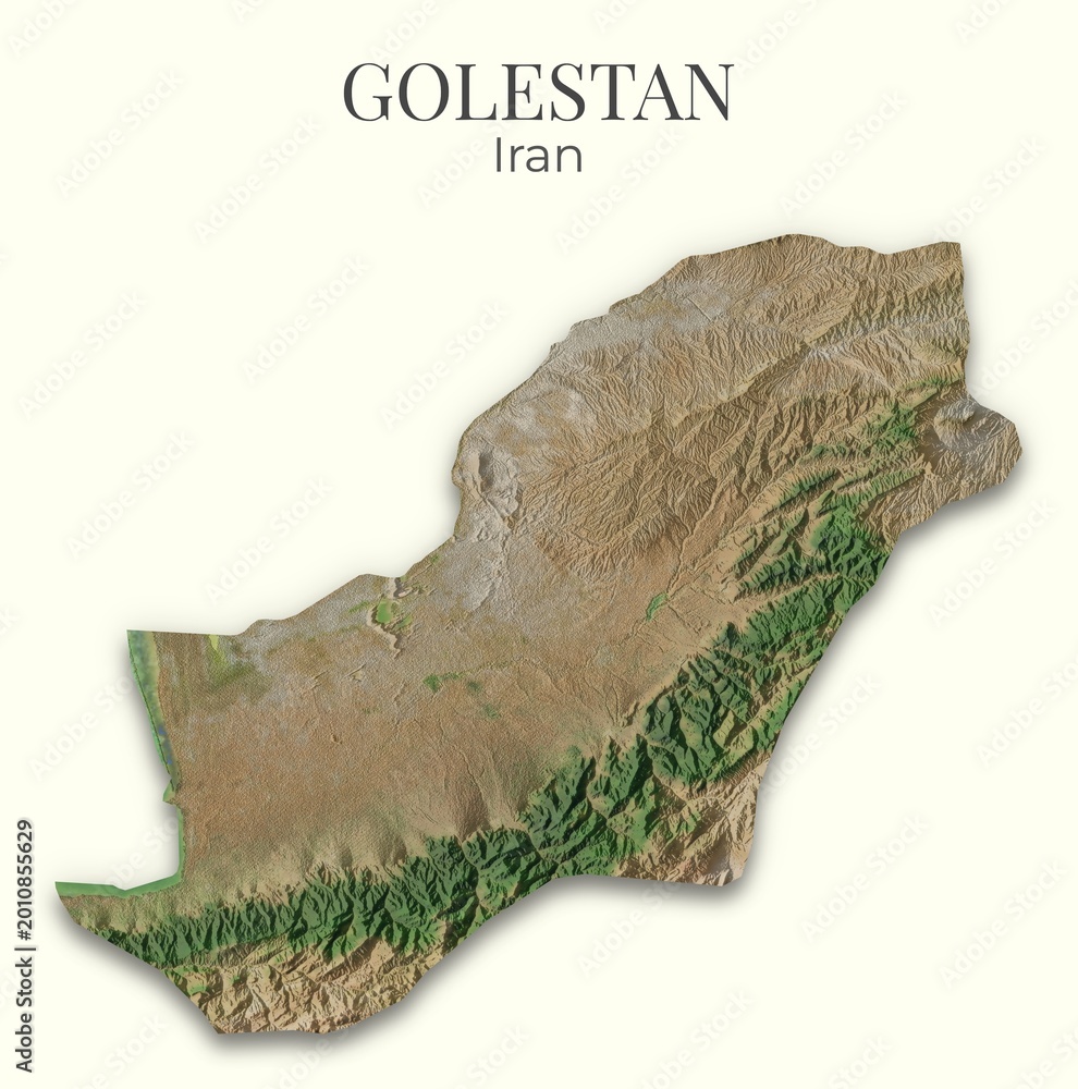 Golestan, Iran Relief Map. Hillshaded physical map. Shaded Terrain ...