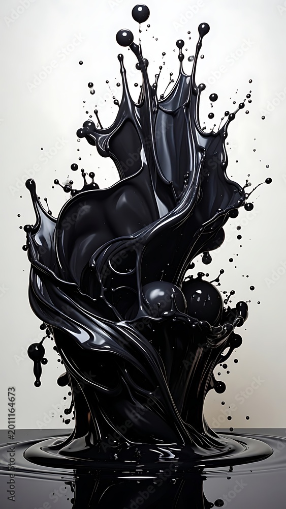 Black liquid splash on surface. Stock Illustration | Adobe Stock